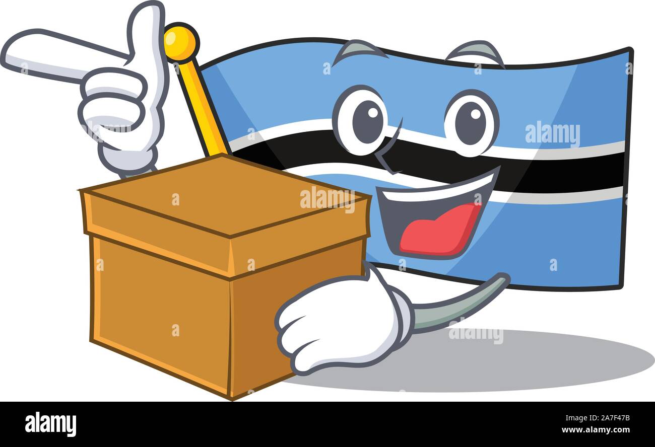 Super funny flag botswana cartoon character style with box Stock Vector ...