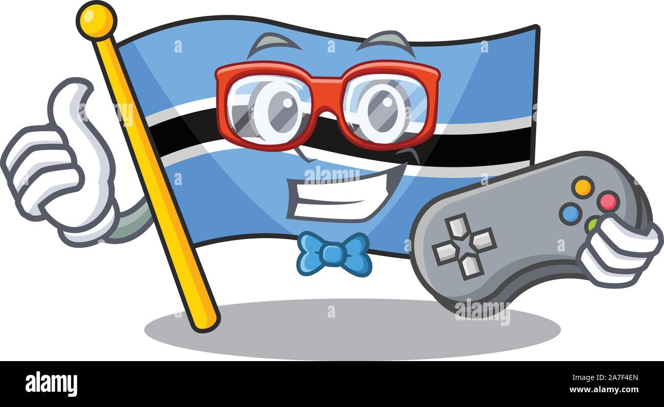 Cute geek gamer flag botswana cartoon character style Stock Vector ...
