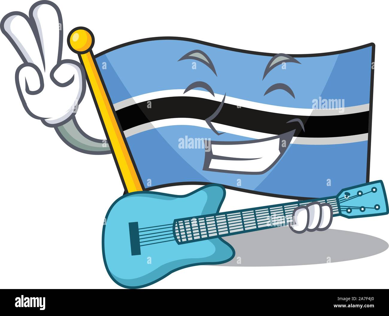 upper cool flag botswana cartoon character performance with guitar ...