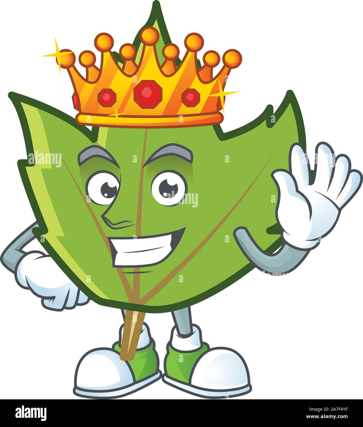 cute green autumn leaves with mascot king Stock Vector Image & Art - Alamy