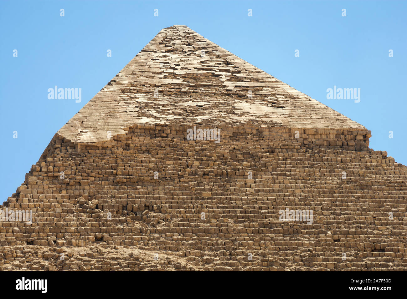 Top of Pyramid of Khafre (also read as Khafra, Khefren) or of Chephren ...