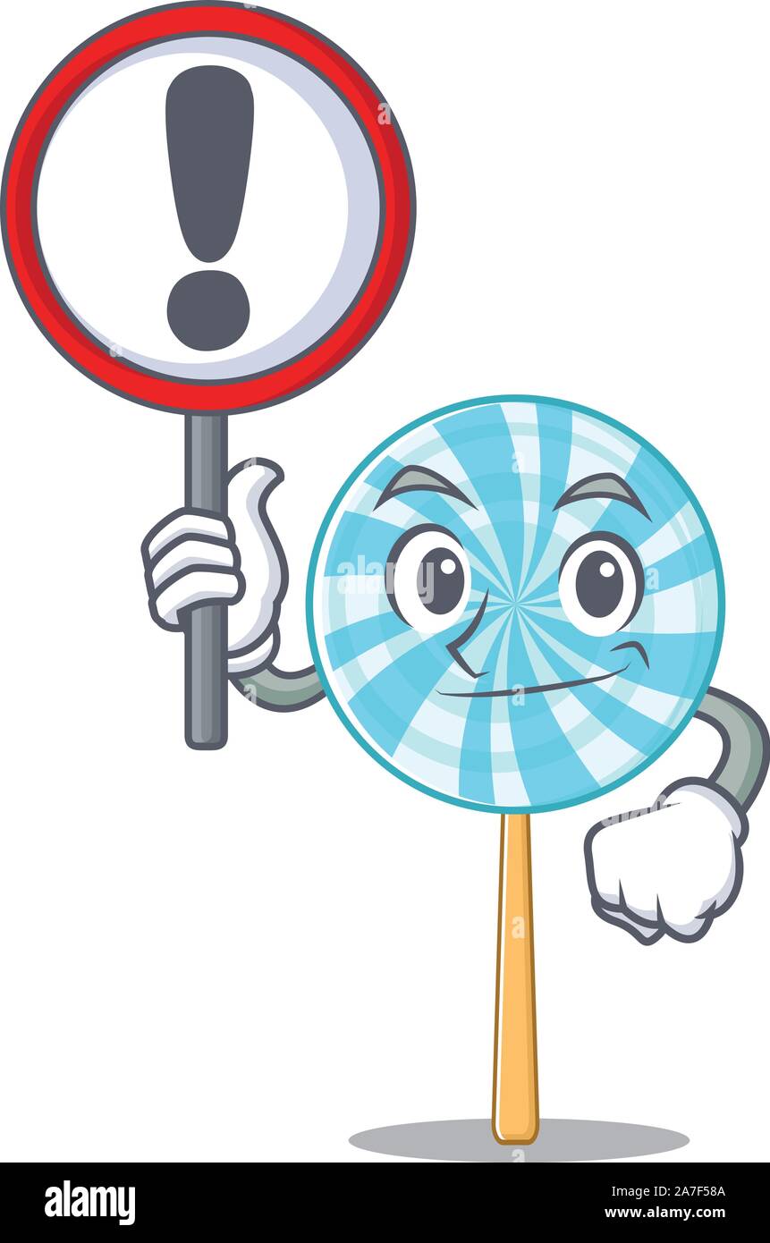 Cartoon style of lollipop with sign in his hand Stock Vector Image ...