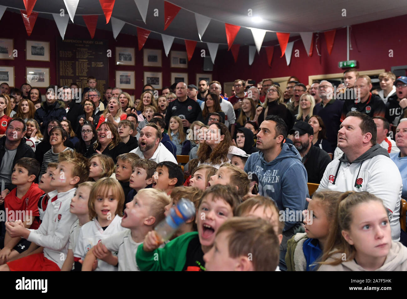 England fans watch the Rugby World Cup final screening at Harpenden ...