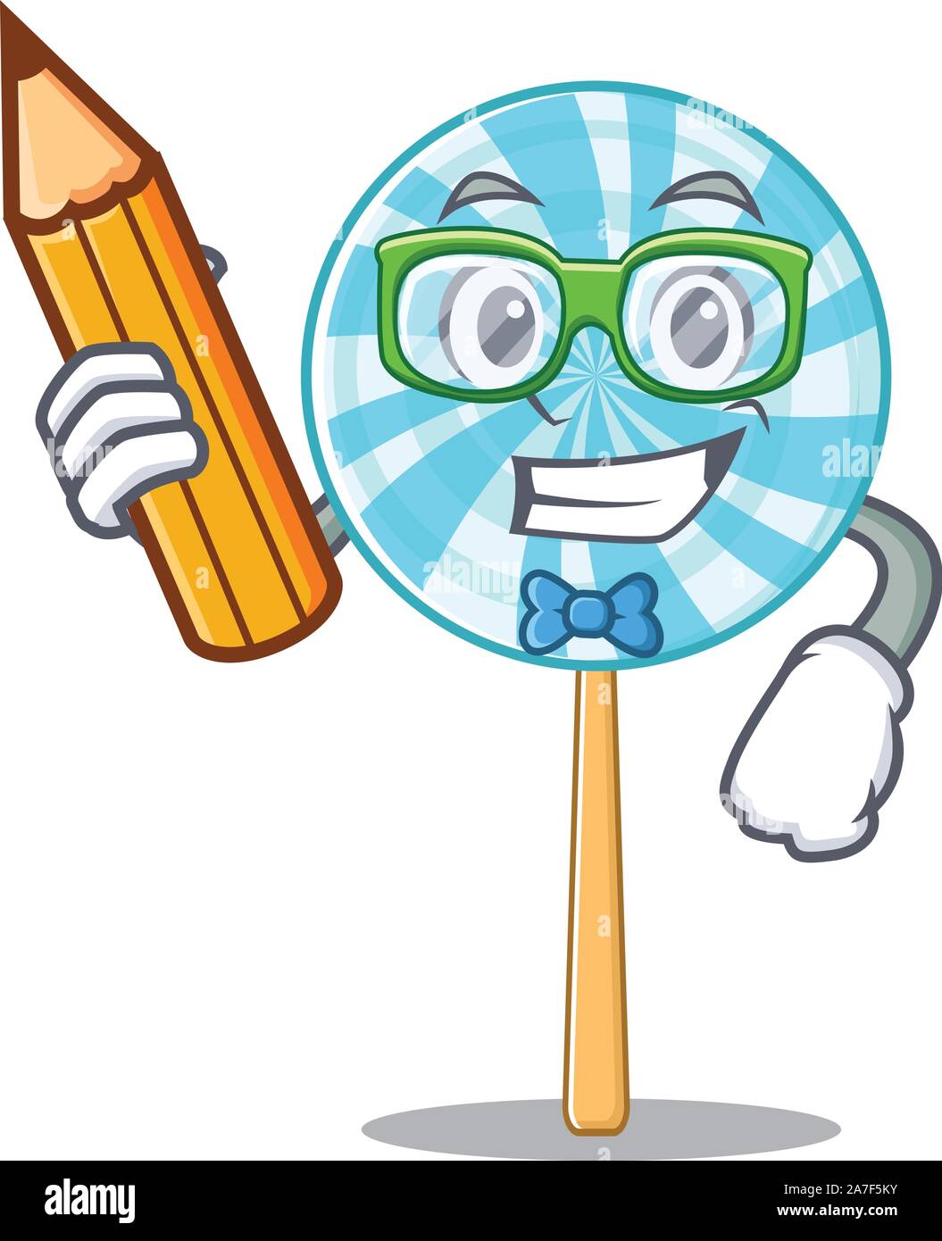 Cool smart lollipop student character holding pencil Stock Vector Image ...