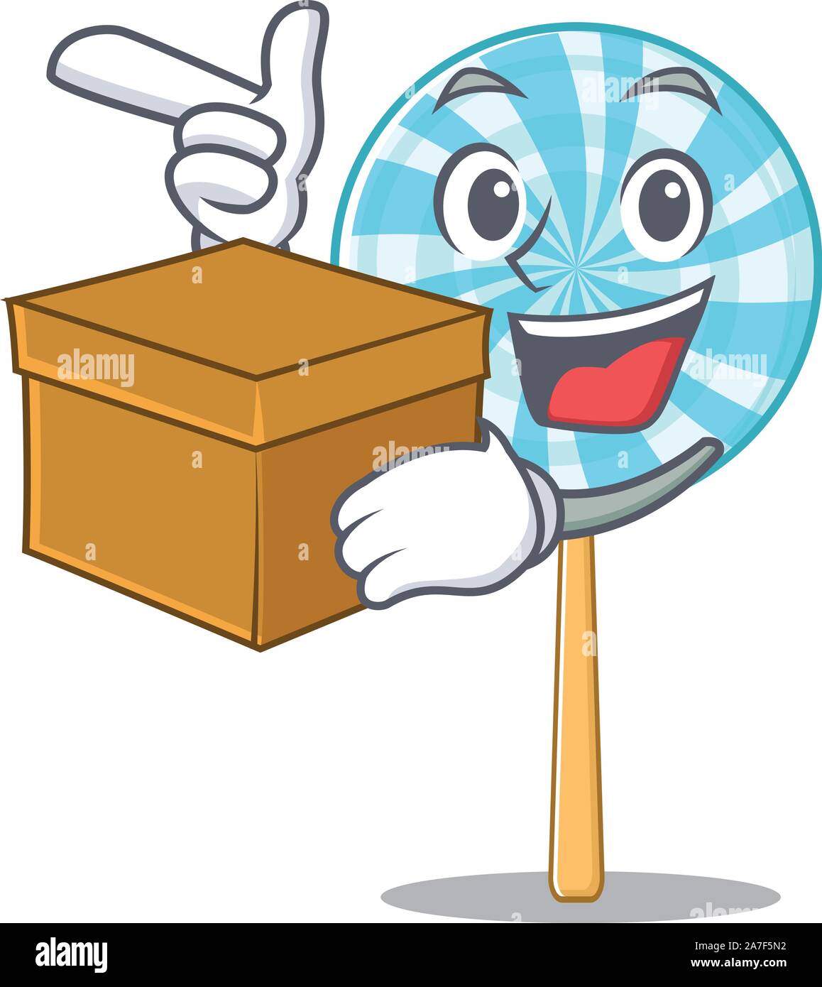 Super funny lollipop cartoon character style with box Stock Vector ...