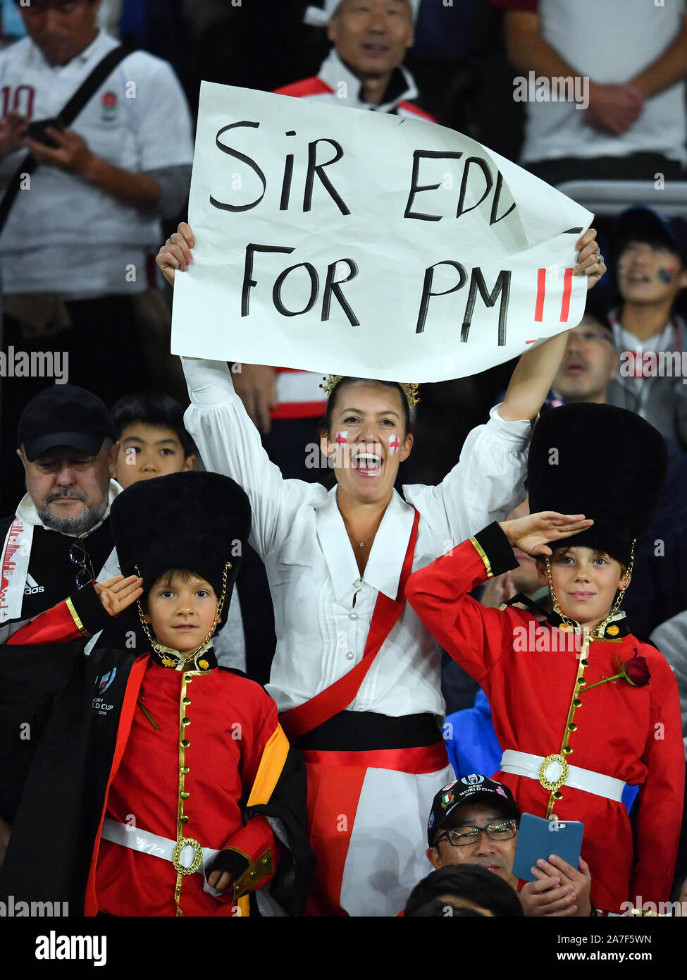 England fans before the 2019 Rugby World Cup final match at Yokohama ...