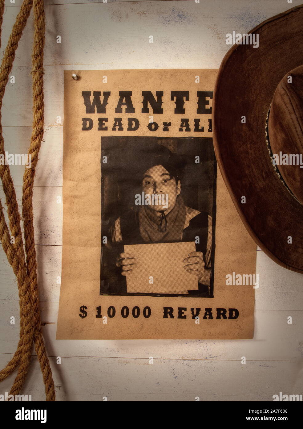 Wanted poster on old wood hi-res stock photography and images - Alamy