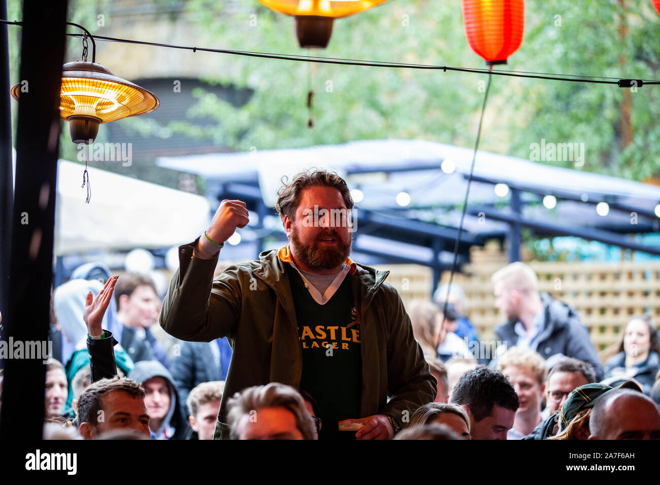 South Africa fans watching the Rugby World Cup final Screening at Flat ...
