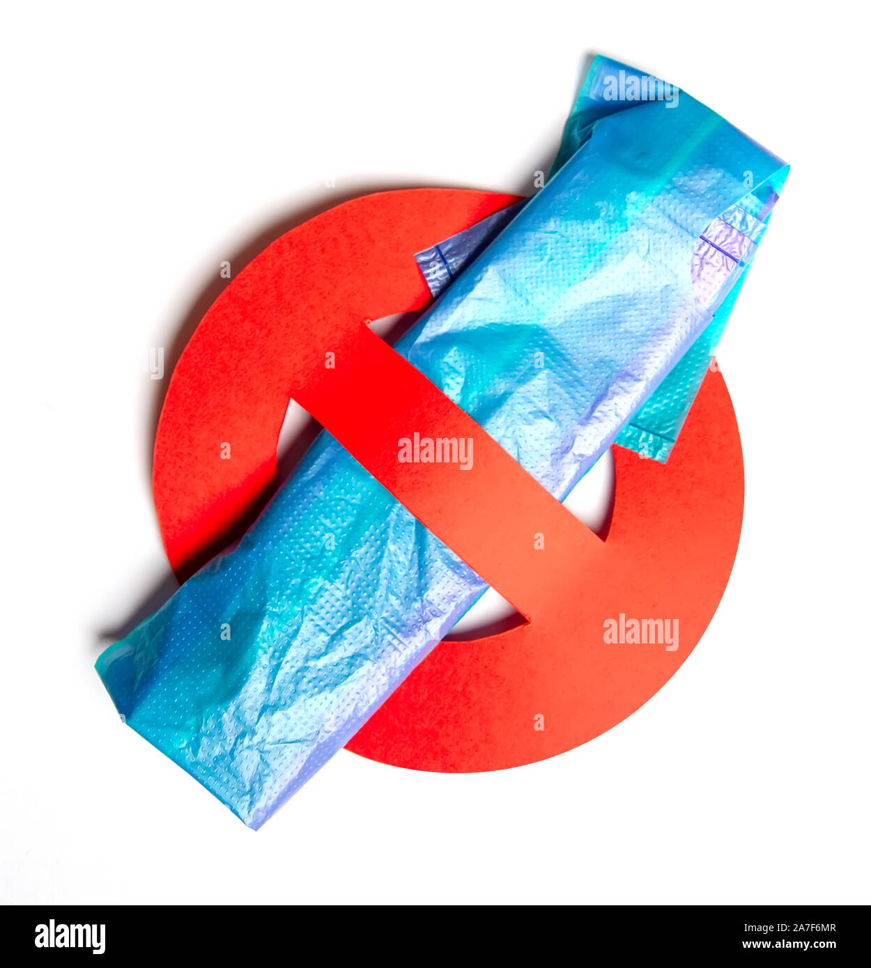 prohibition sign cut out of red paper and plastic bag Stock Photo - Alamy