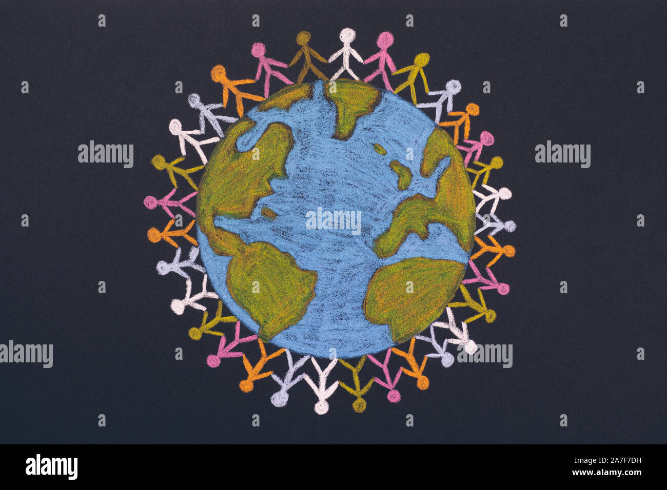 Group of people around the world. Pencil drawing Stock Photo - Alamy