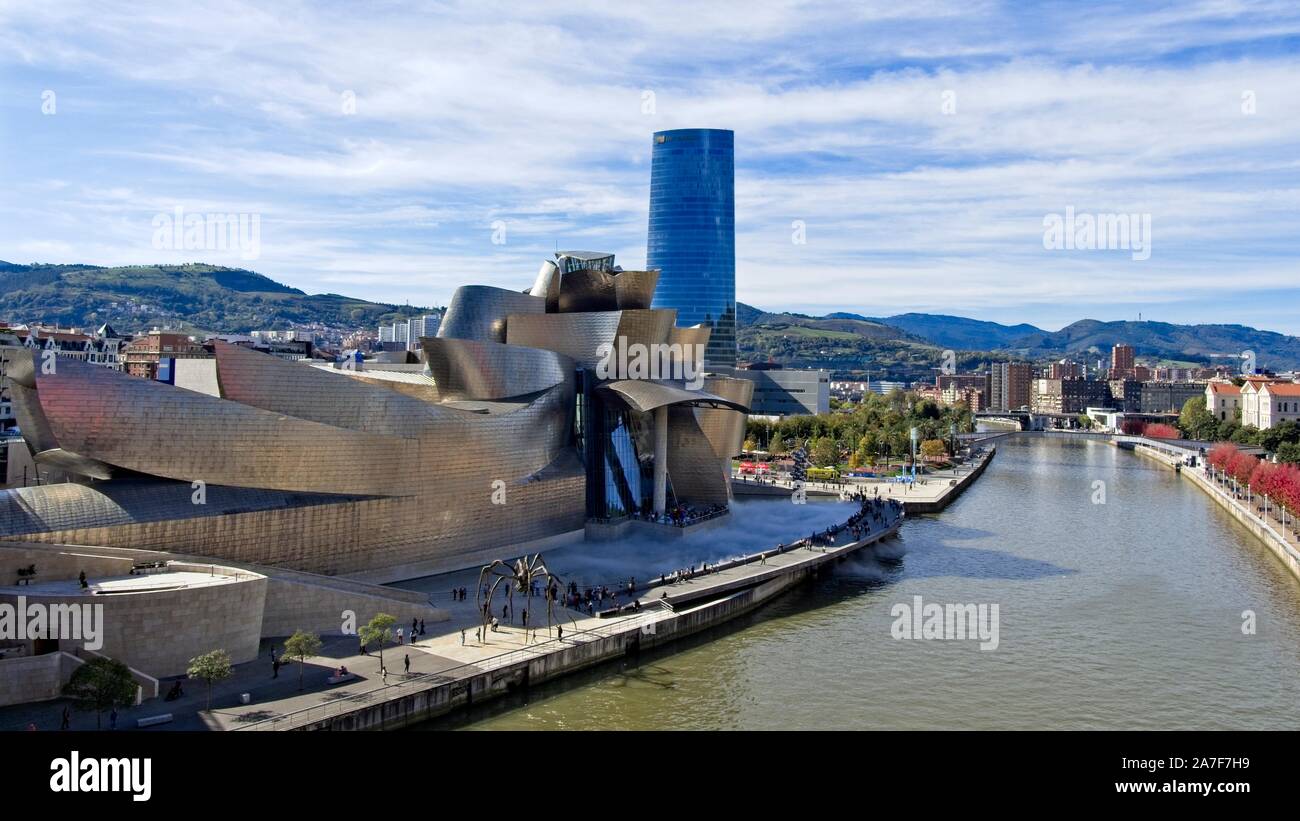 Panoramic view of The Guggenheim Museum Bilbao, Spain October, 26, 2019 ...