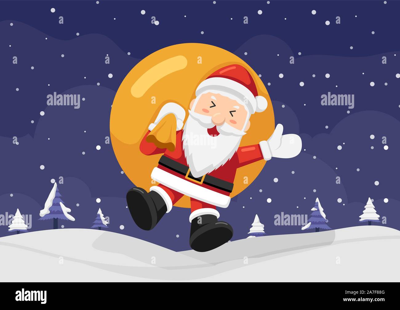 Cartoon Illustration Happy Jumping Santa High Resolution Stock ...