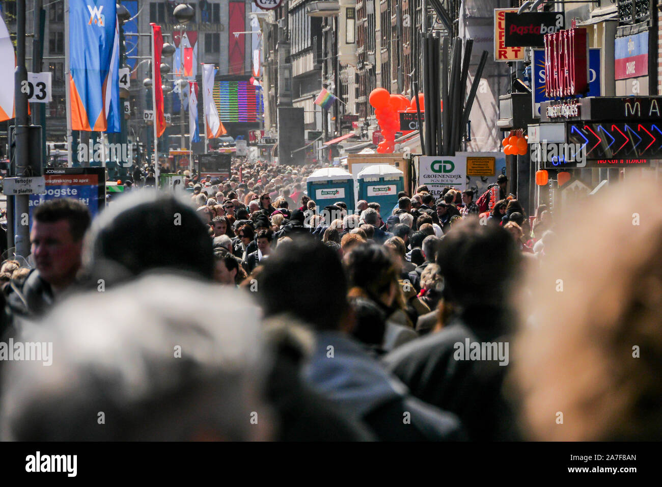 Amsterdam, Netherlands. Circa spring 2013. Large crowd on people ...