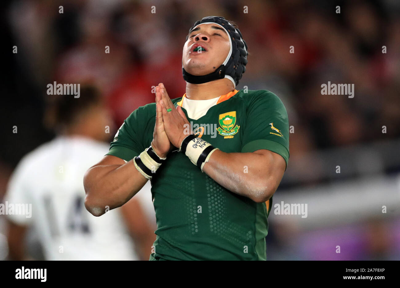 South Africa's Cheslin Kolbe celebrates scoring his sides second try ...