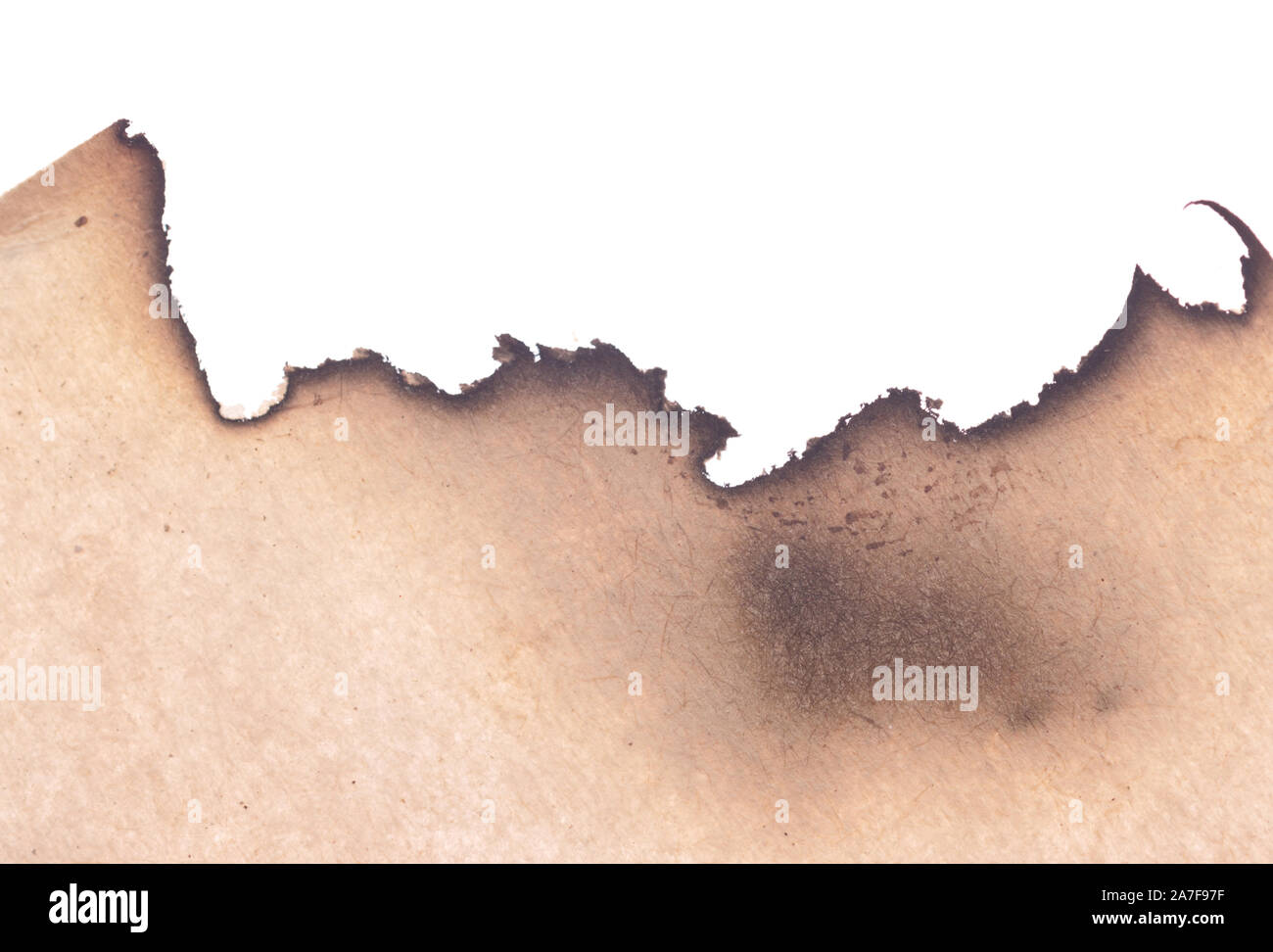 Old paper with burned edges isolated on white background Stock Photo - Alamy