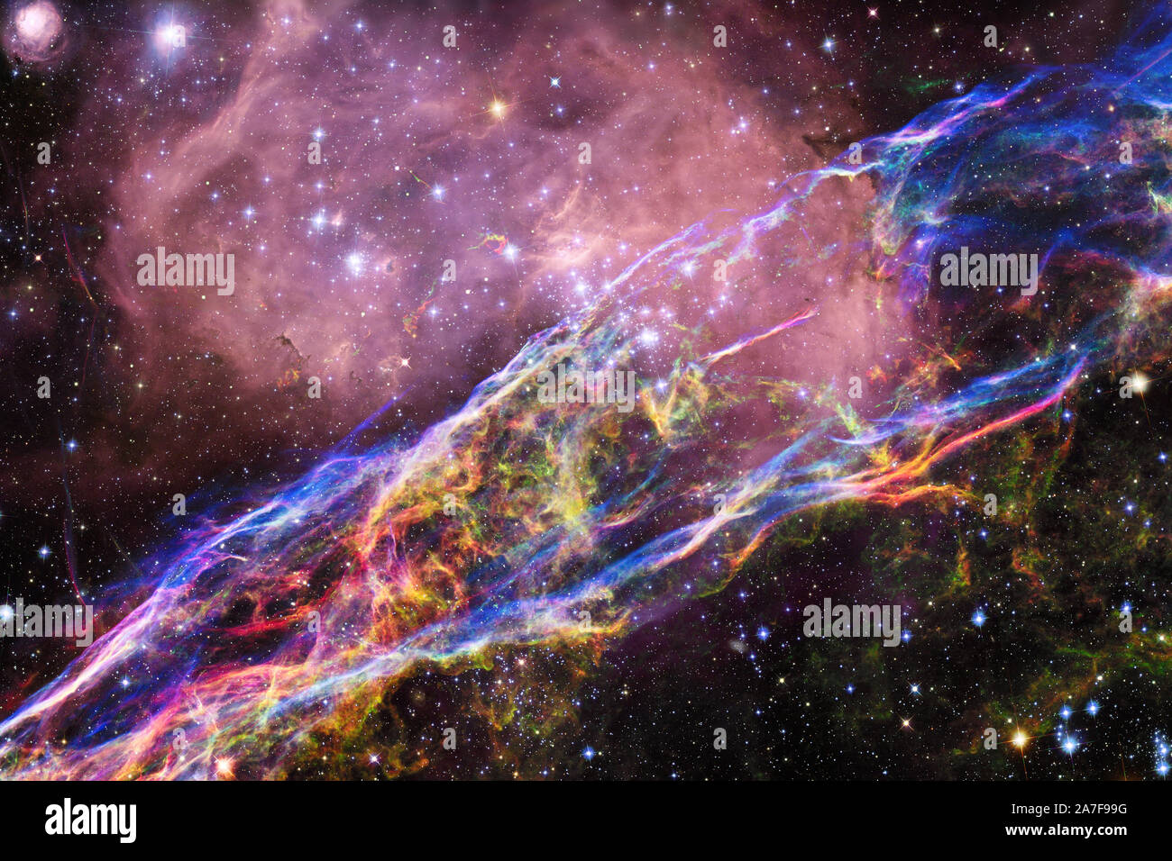 Universe scene with planets, stars and galaxies in outer space ...