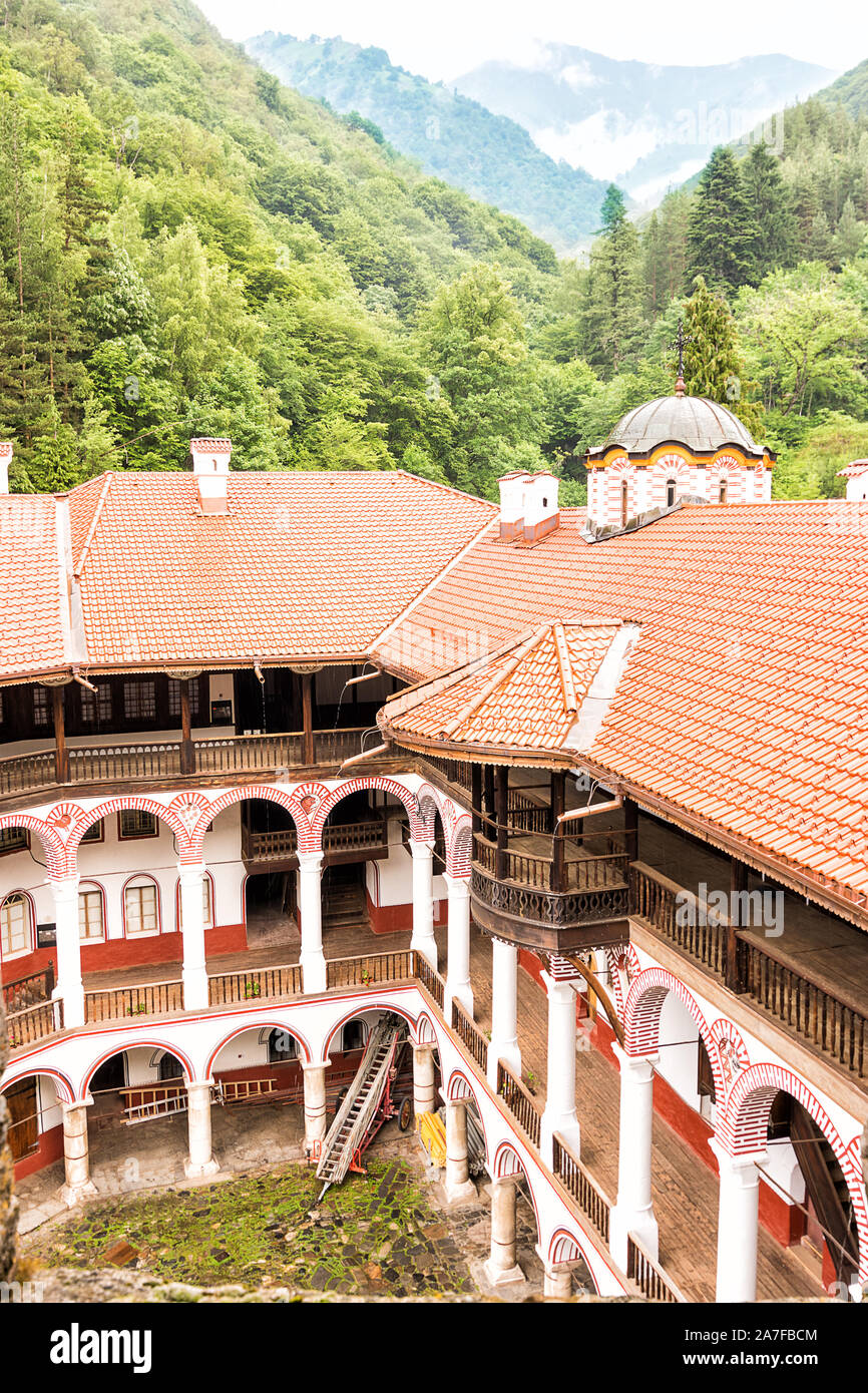 Detail of the dormitories of the Rila Monastery Stock Photo - Alamy