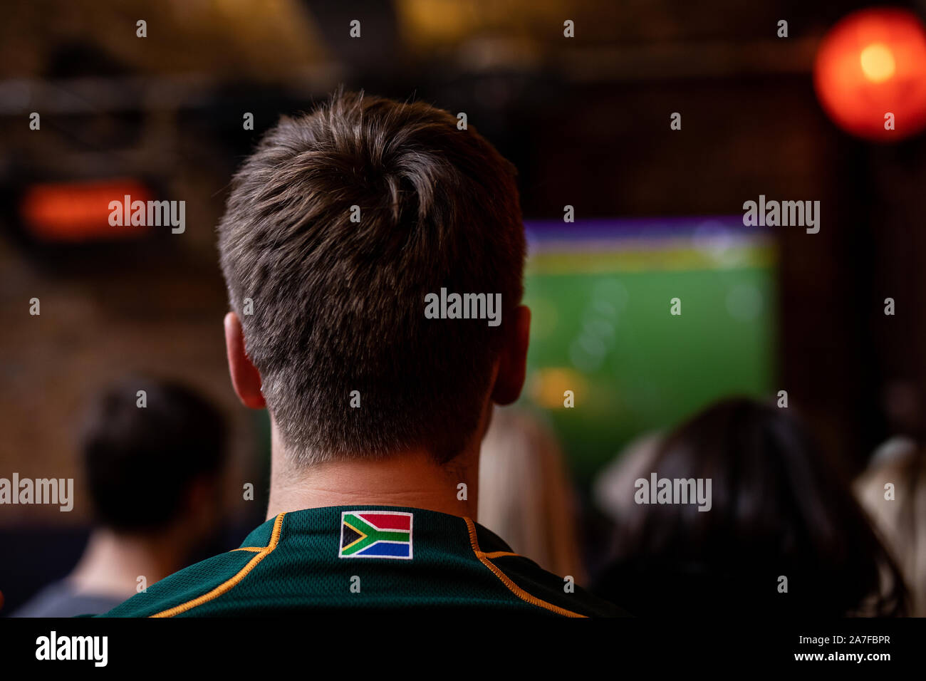 South Africa fan watching the Rugby World Cup Final screening at Flat ...