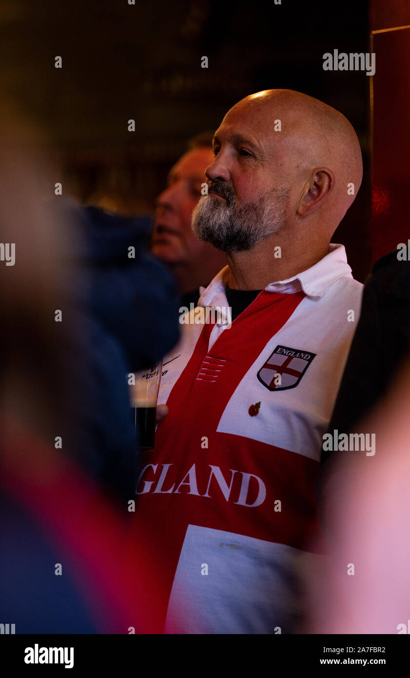 England fans watching the Rugby World Cup Final screening at Flat Iron ...