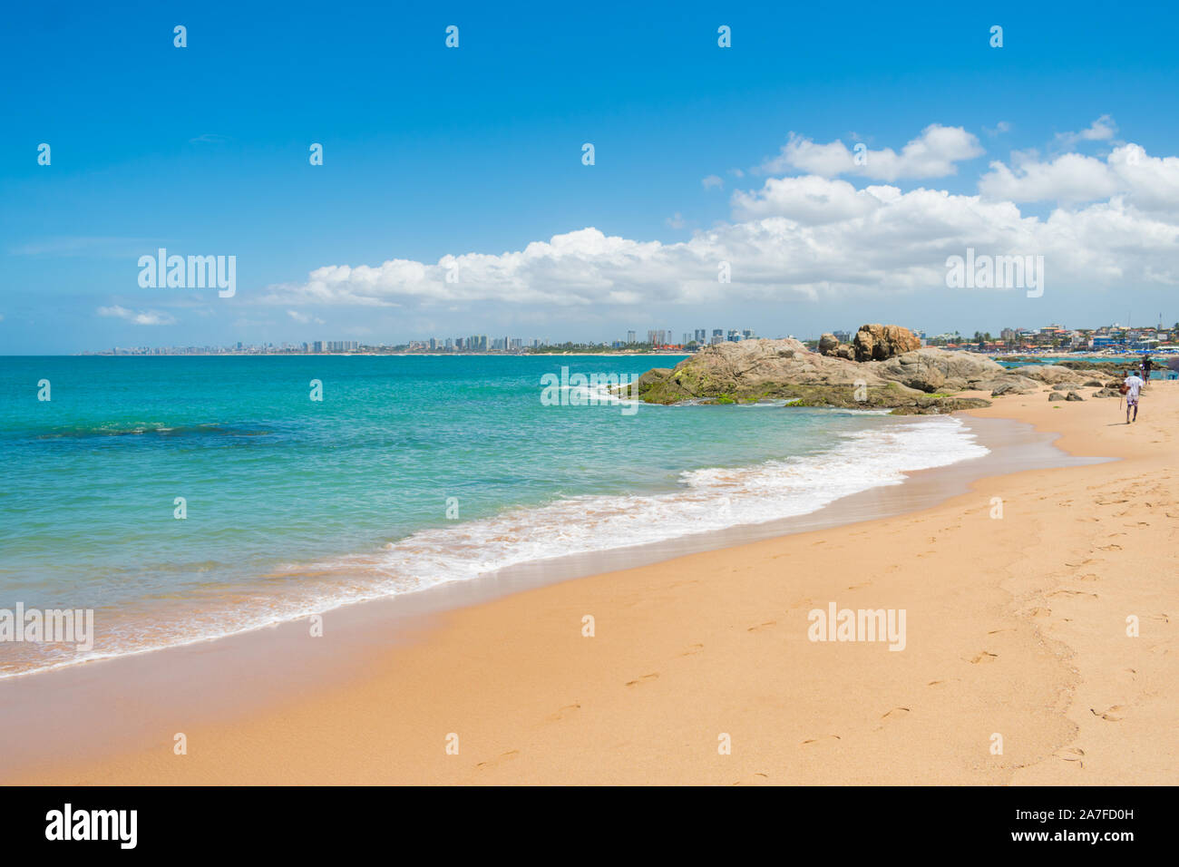 A view of Farol de Itapua beach - calm waters and beautiful turquoise ...