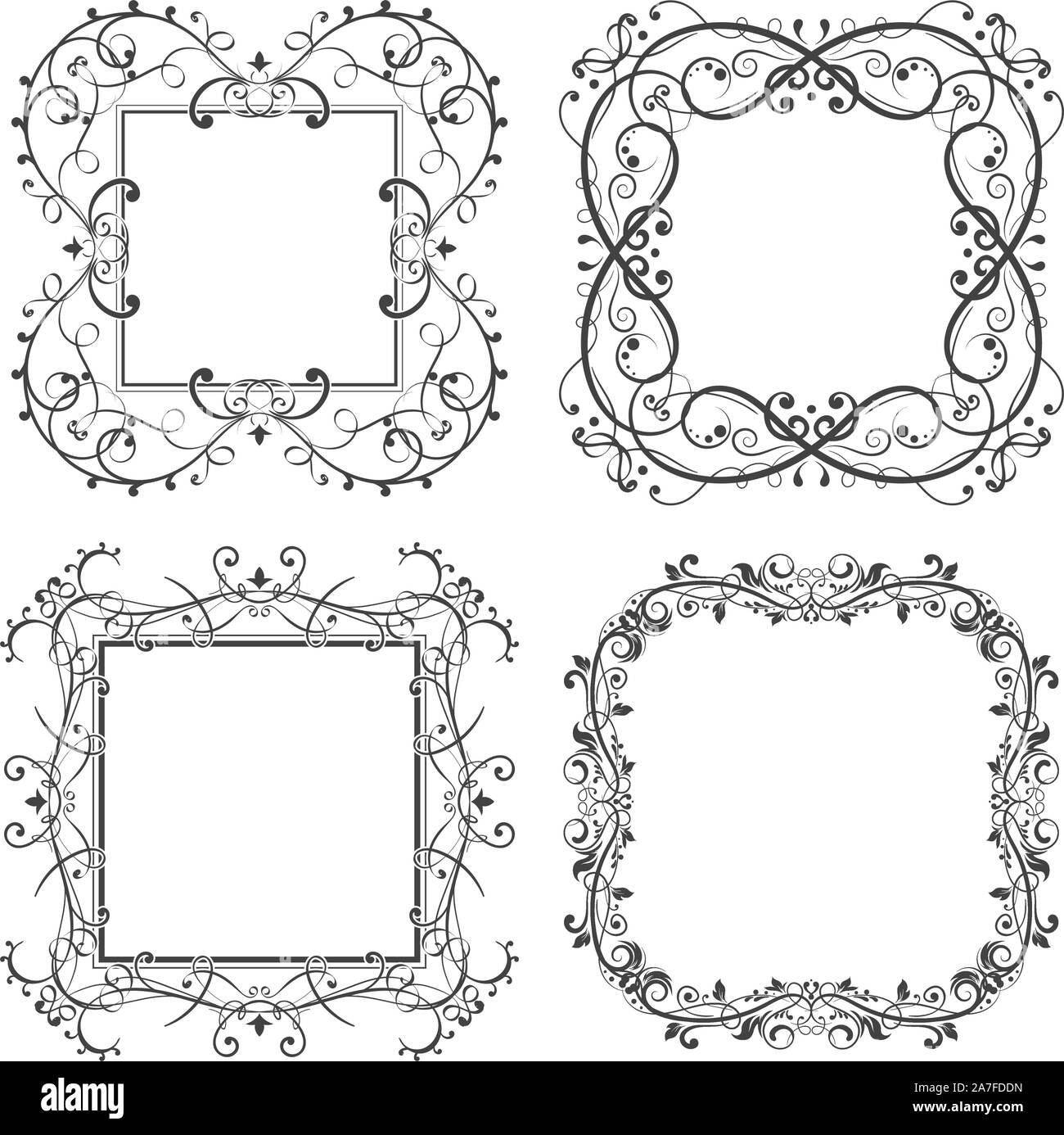 Floral filigree frames set. Decorative design elements Stock Vector ...