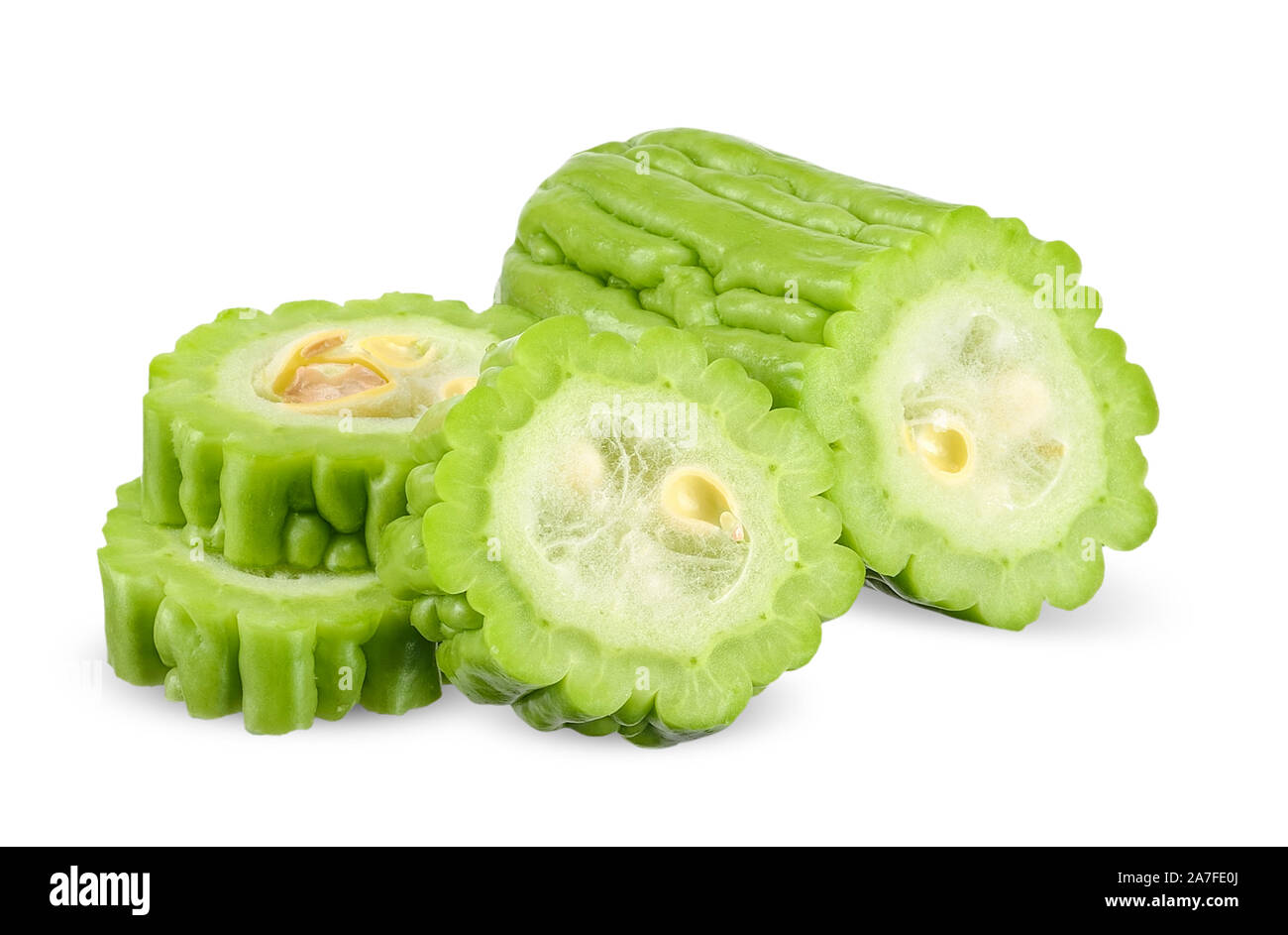 slice bitter gourd isolated with clipping path Stock Photo - Alamy