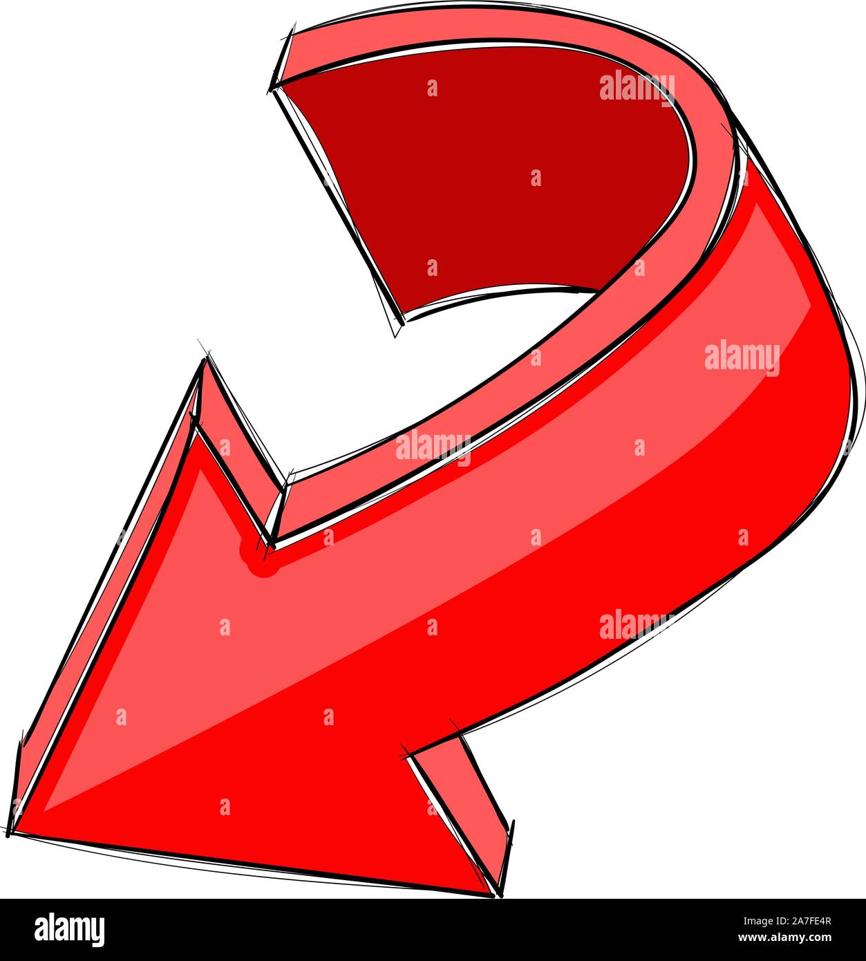 Red arrow. Down colored hand drawn sign Stock Vector Image & Art - Alamy