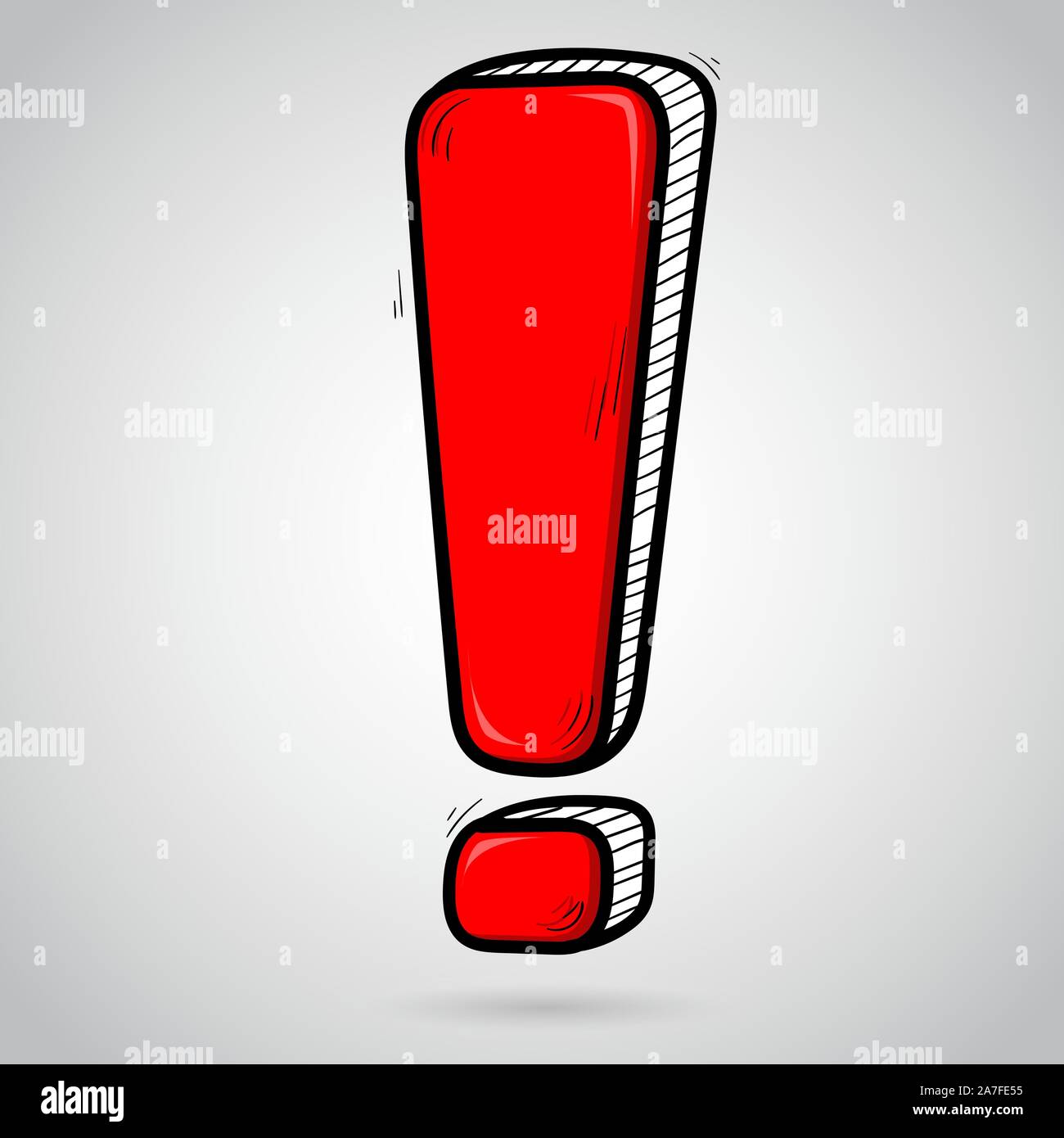 Red exclamation mark. Hand drawn doodle on gray background Stock Vector ...