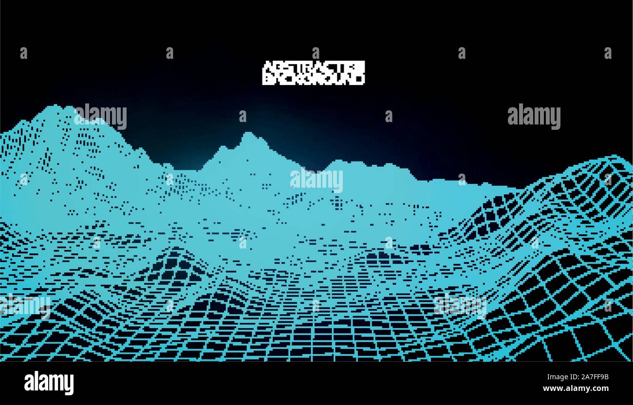 Abstract vector wireframe landscape background. Cyberspace grid. 3d ...