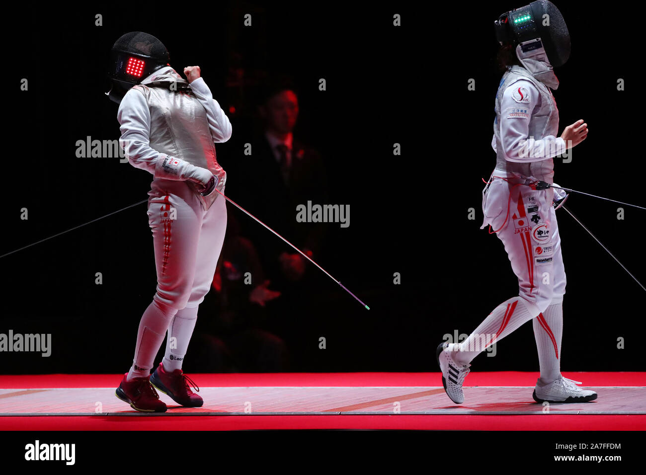 Line Cube Shibuya, Tokyo, Japan. 2nd Nov, 2019. (L to R) Sumire Tsuji ...