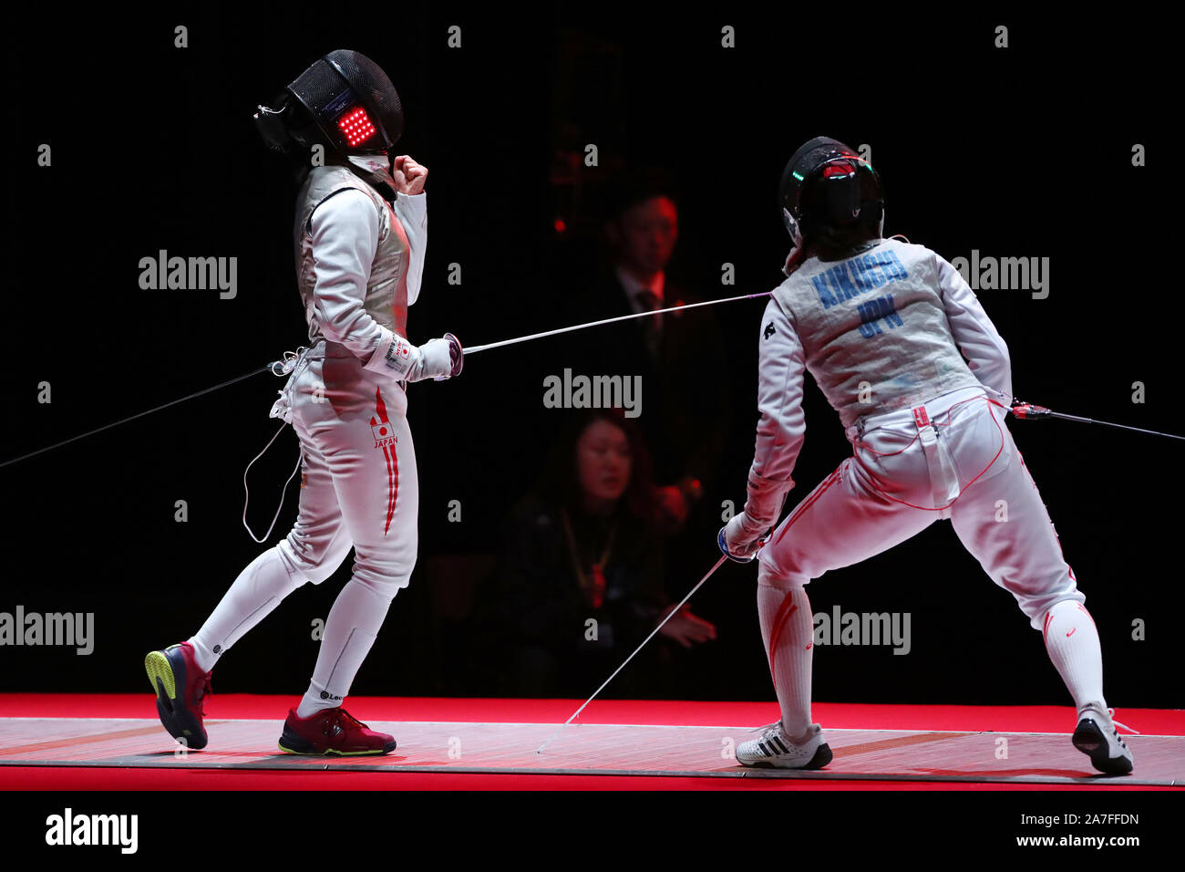 Line Cube Shibuya, Tokyo, Japan. 2nd Nov, 2019. (L to R) Sumire Tsuji ...