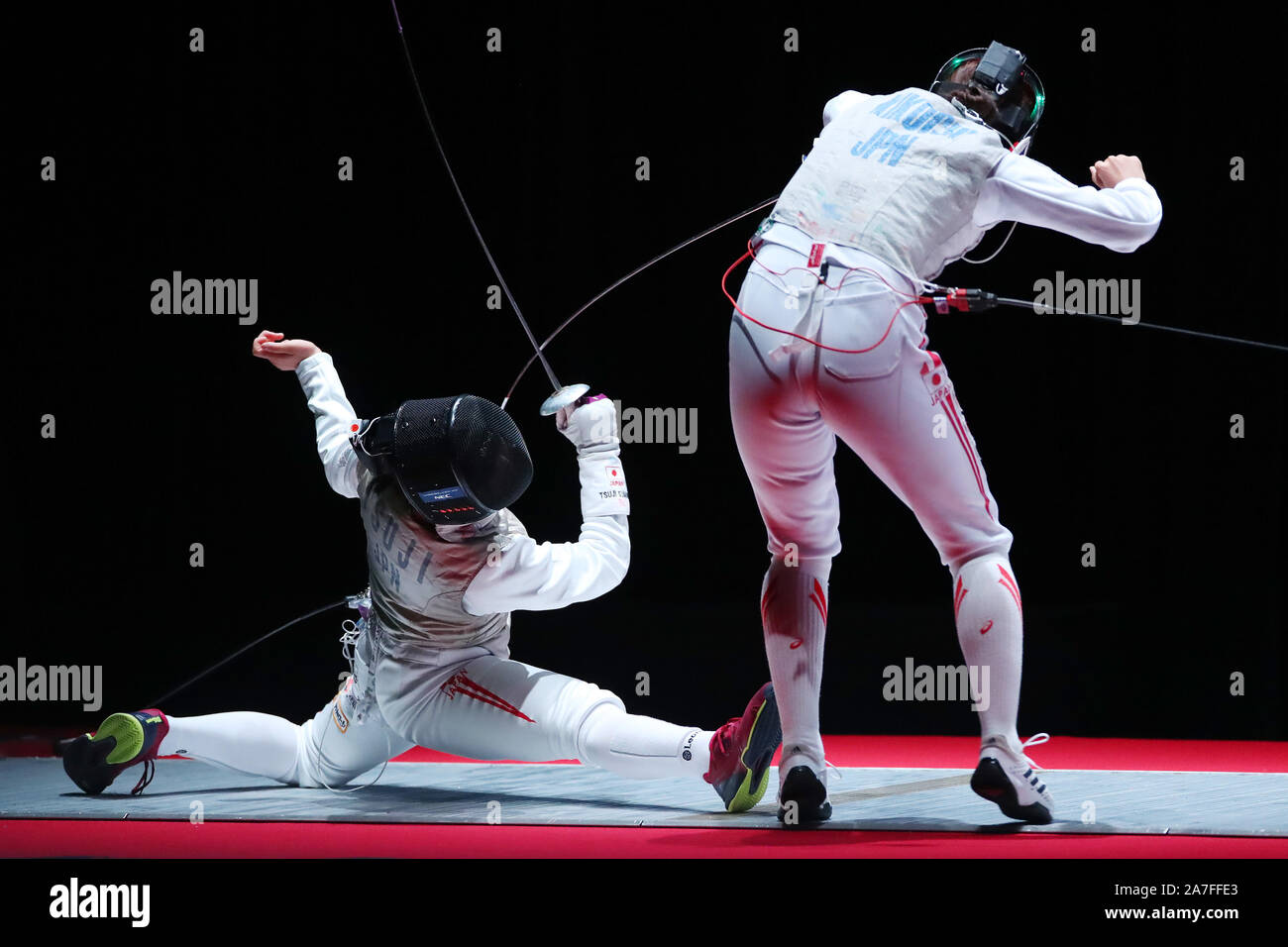 Line Cube Shibuya, Tokyo, Japan. 2nd Nov, 2019. (L to R) Sumire Tsuji ...