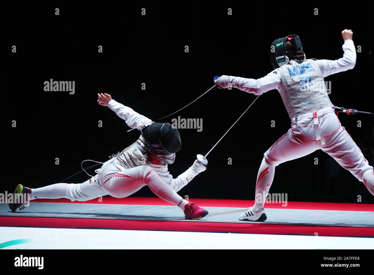 Line Cube Shibuya, Tokyo, Japan. 2nd Nov, 2019. (L to R) Sumire Tsuji ...