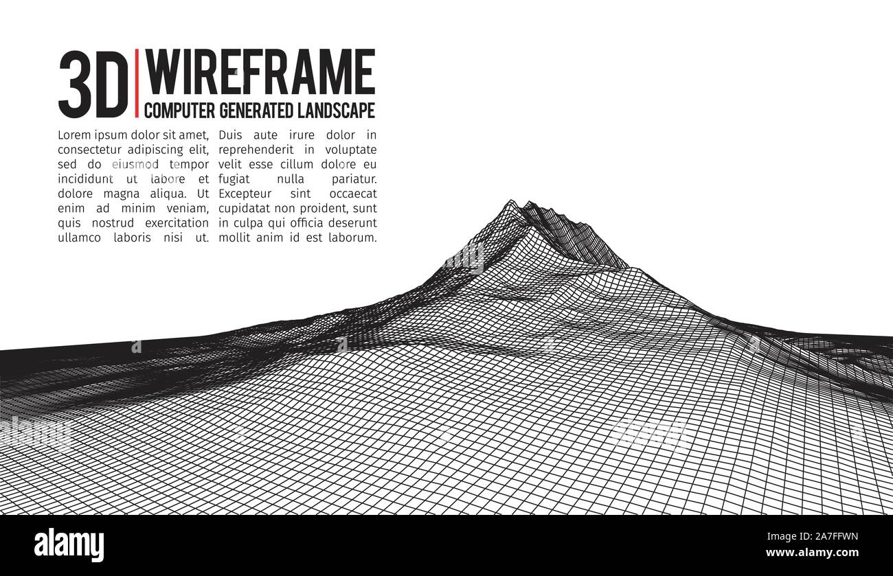 Abstract vector landscape background. Cyberspace landscape grid. 3d ...
