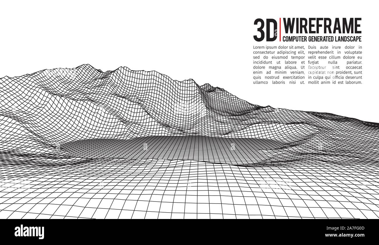 Abstract vector landscape background. Cyberspace landscape grid. 3d ...