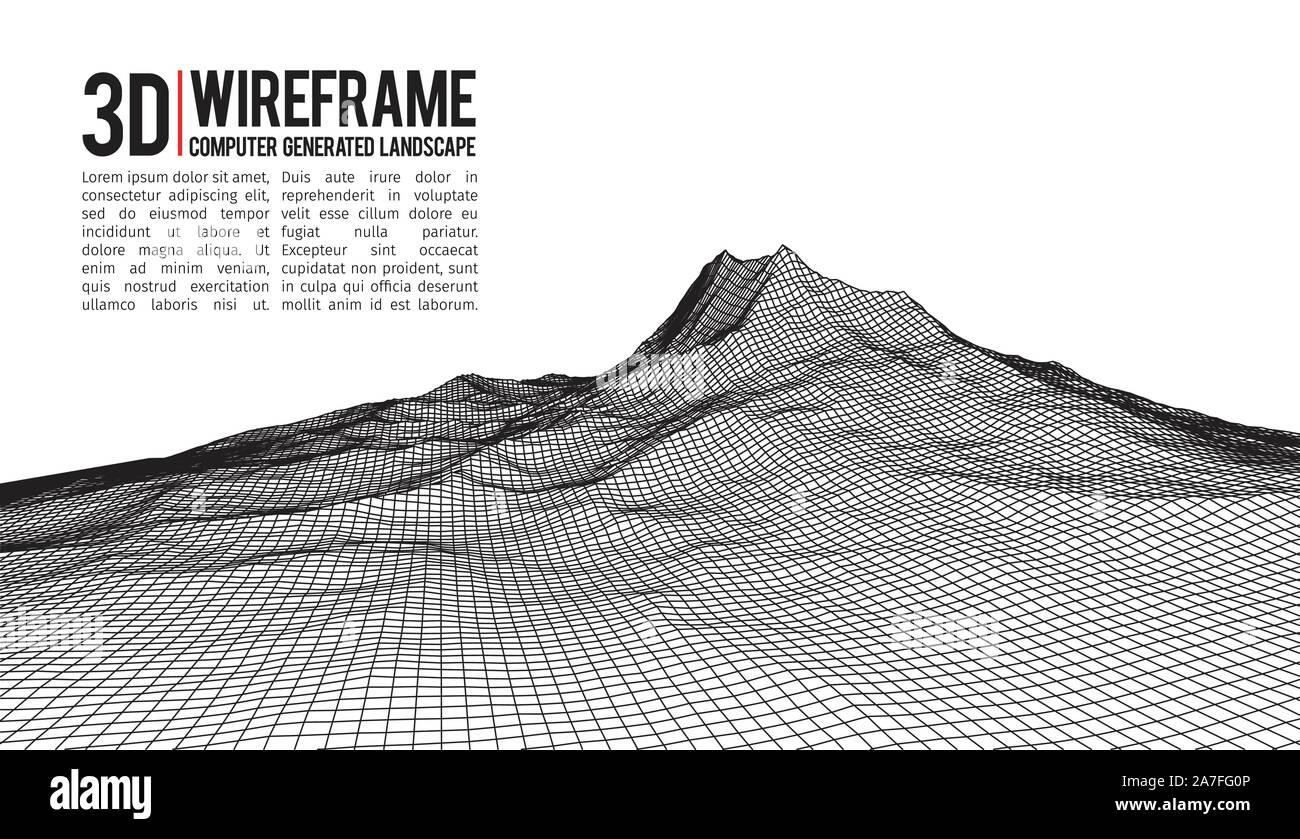 Abstract vector landscape background. Cyberspace landscape grid. 3d ...