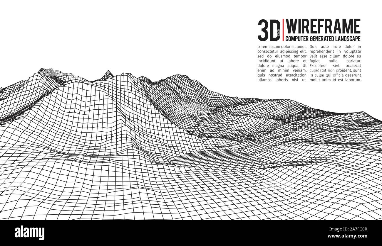 Abstract vector landscape background. Cyberspace landscape grid. 3d ...