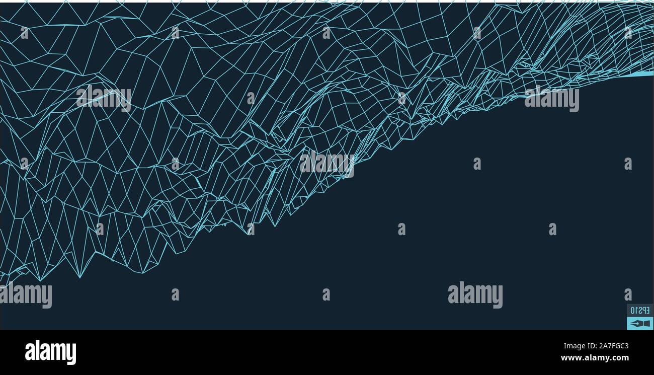 Abstract vector landscape background. Cyberspace grid. 3d technology ...