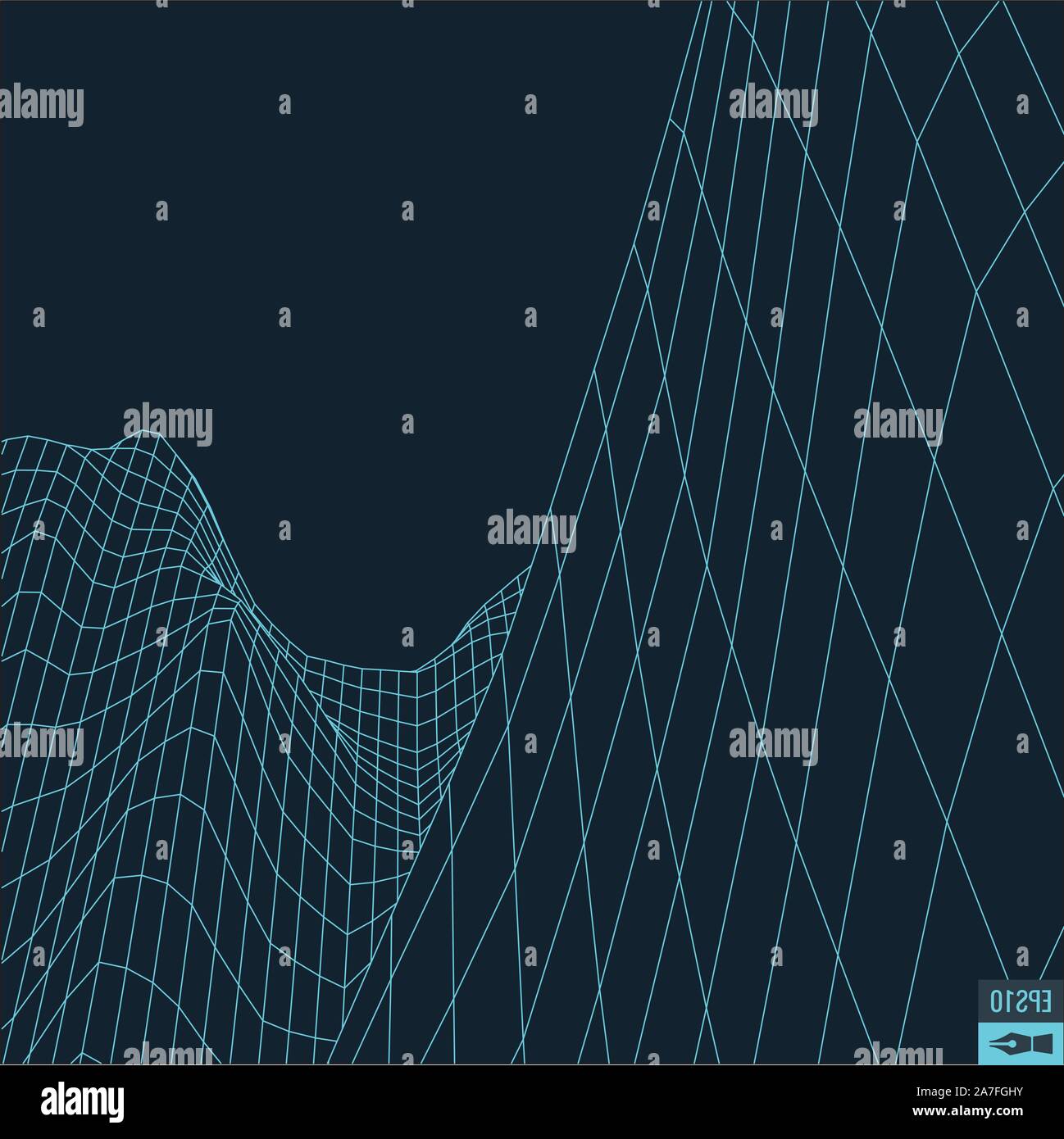 Abstract vector landscape background. Cyberspace grid. 3d technology ...