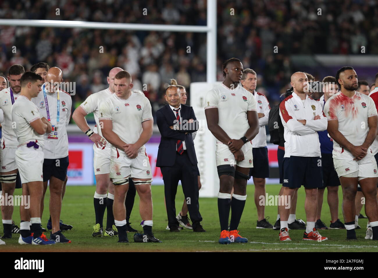 Players following 2019 rugby world cup final match yokohama stadium hi ...