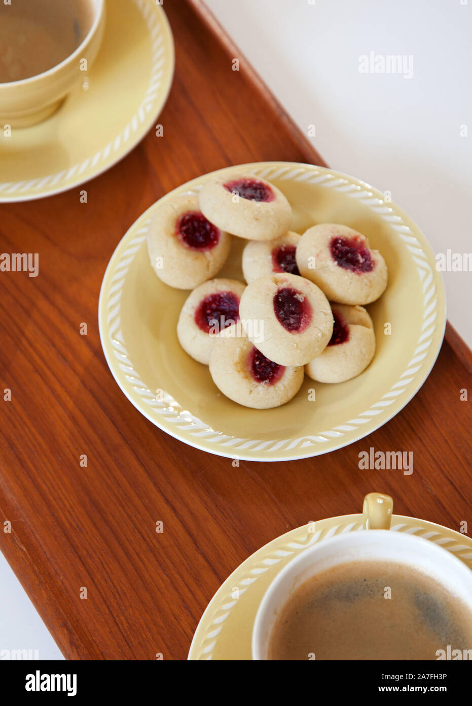 Freshly baked cakes, "raspberry caves" (hallongrottor), for the coffee ...