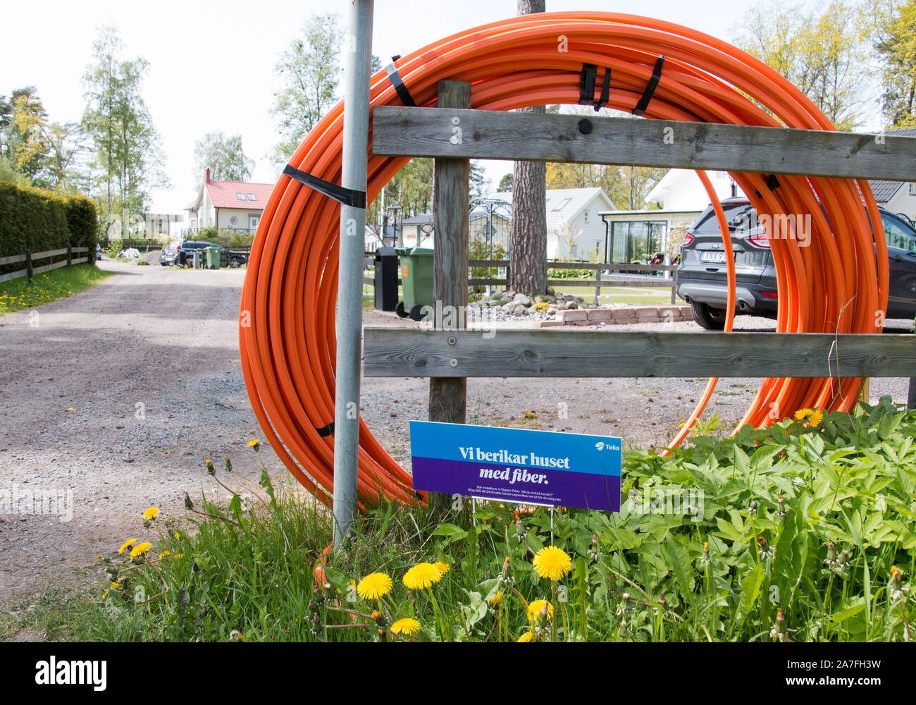 Installation of Fiber-optic cable (internet) in a residential area ...