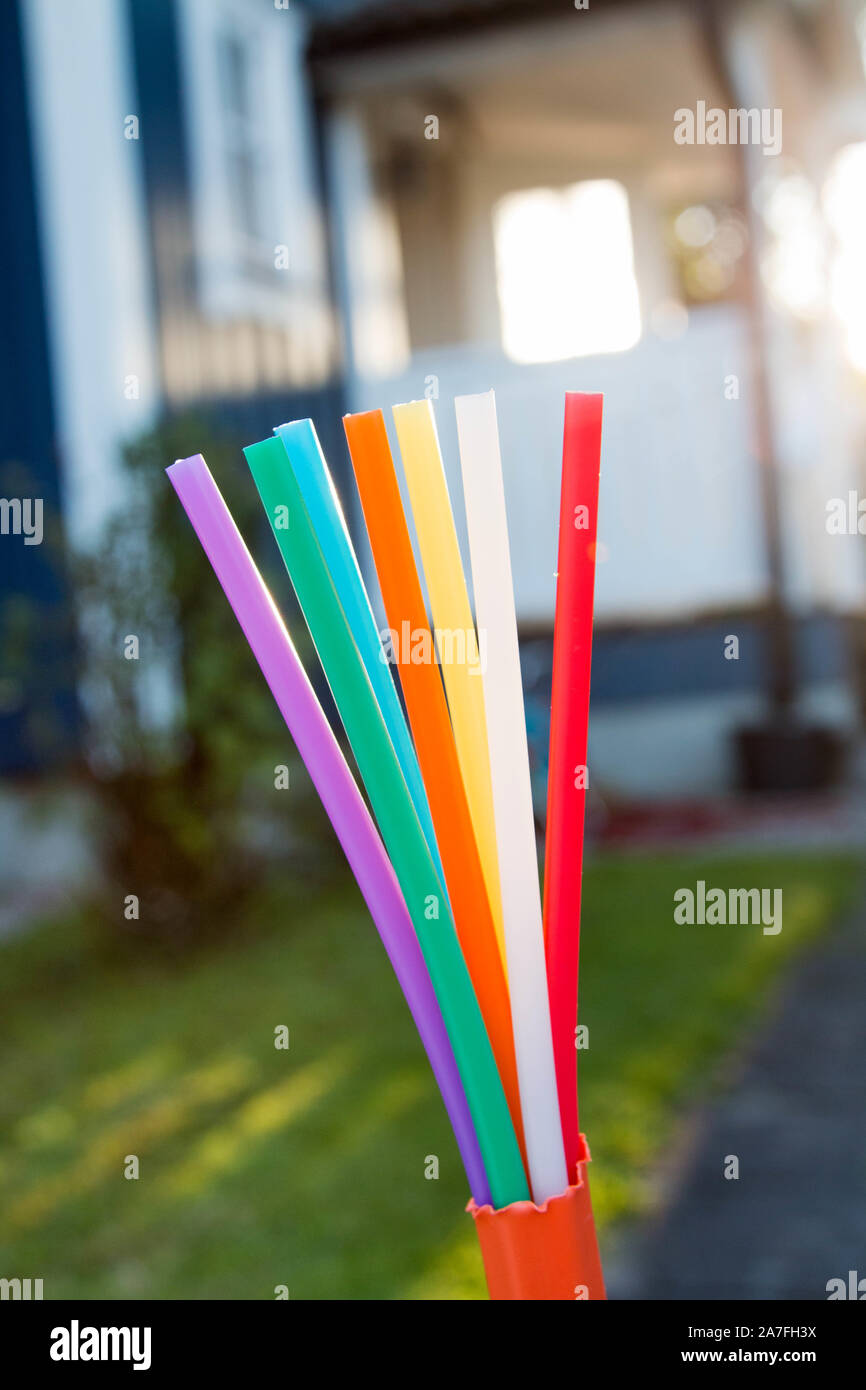 Installation of Fiber-optic cable (internet) in a residential area ...