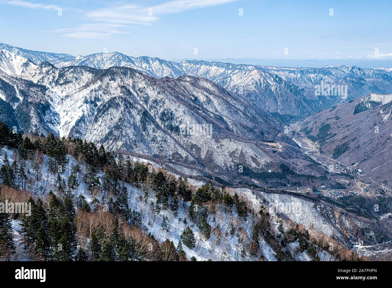 Takayama, Japan high angle aerial view in Shinhotaka Ropeway in Gifu ...