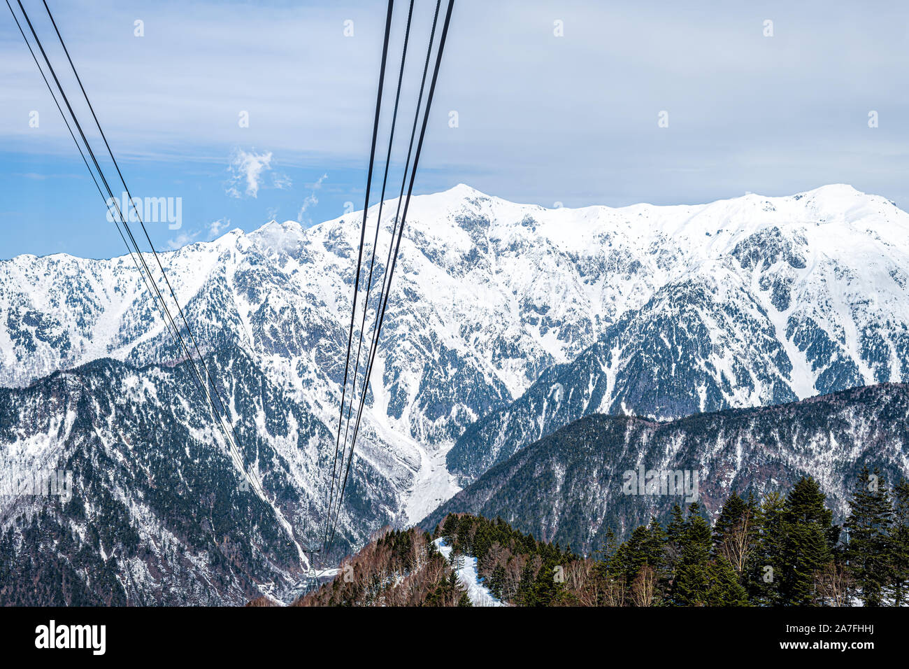 Takayama, Japan Mountain snow in Shinhotaka Ropeway gondola cable car ...