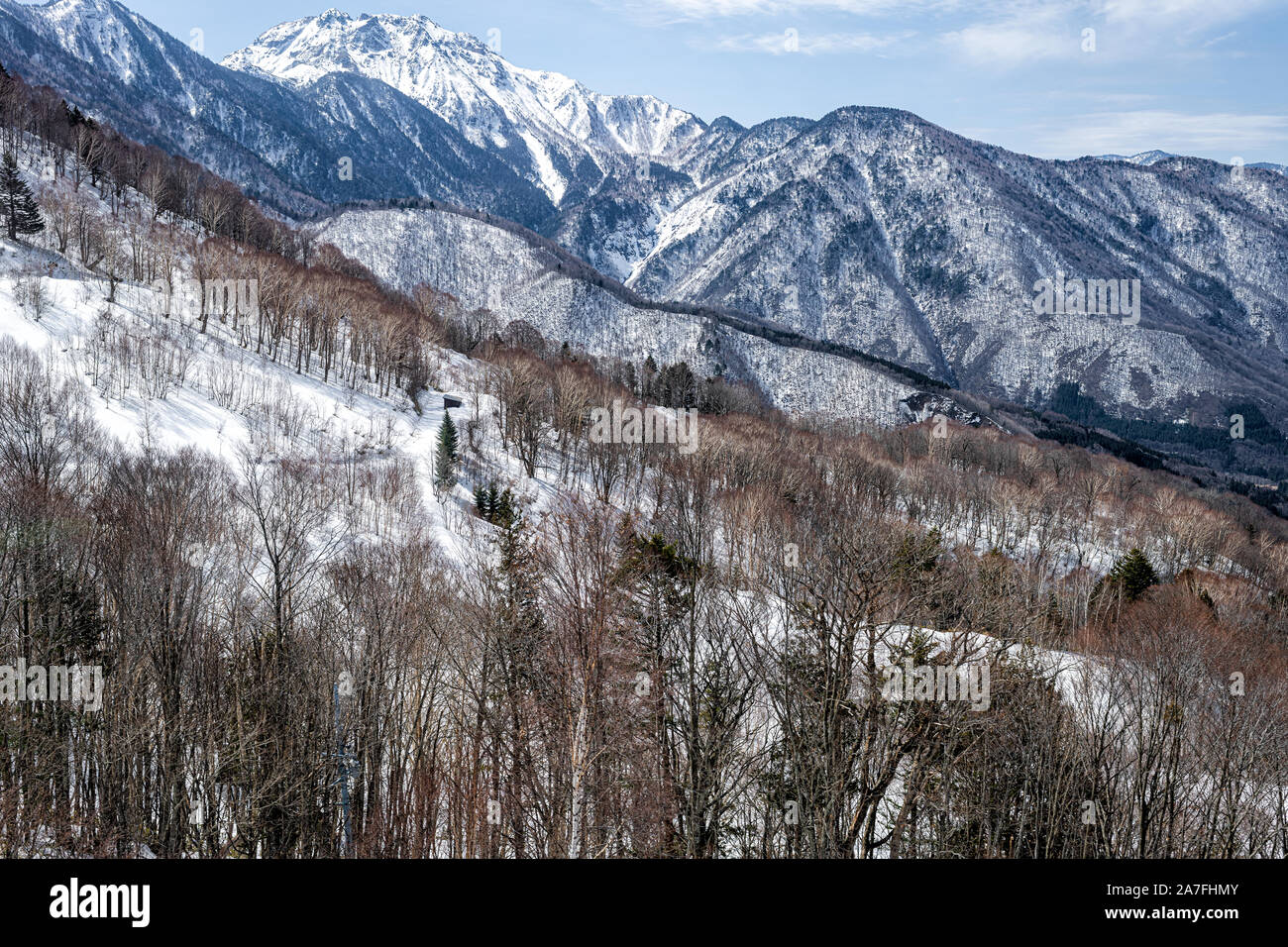 Gifu Prefecture near Takayama, Japan sky aerial view in Shinhotaka ...