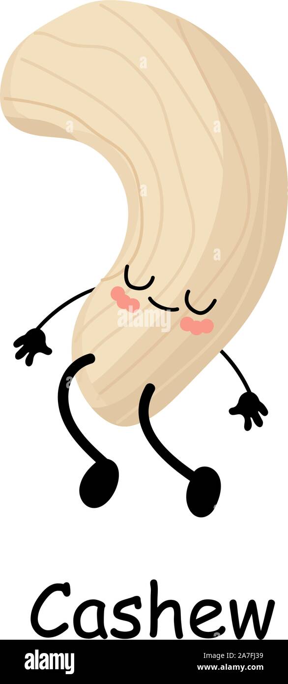 Cashew. Vector illustration. Walnut character isolated on white ...