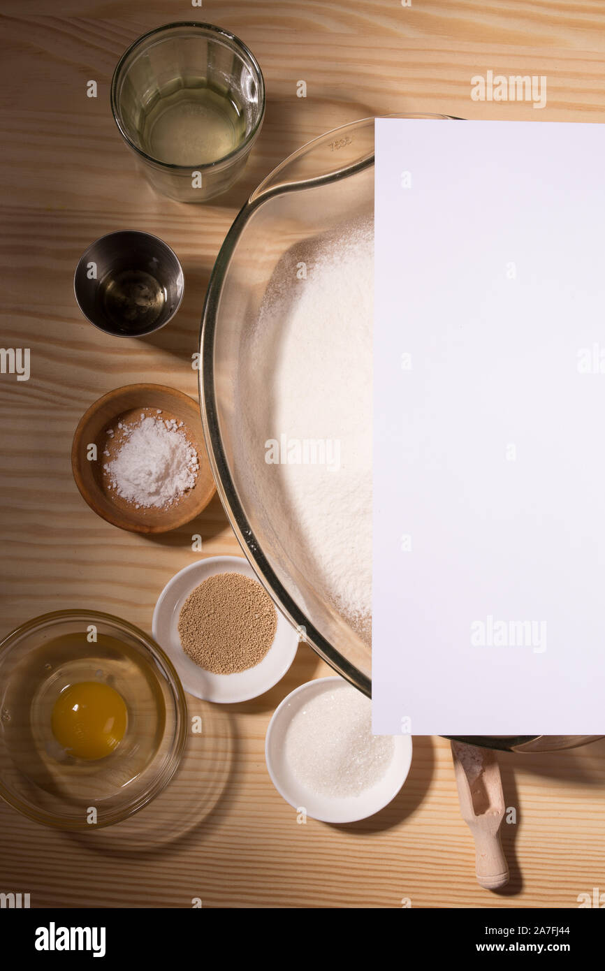 Ingredients for the cake a sheet of recipe paper Stock Photo - Alamy