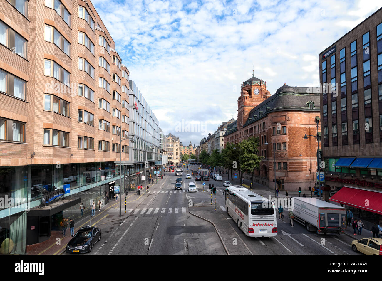 Stockholm, Sweden - August 09, 2019: View of The Vasagatan Street one ...