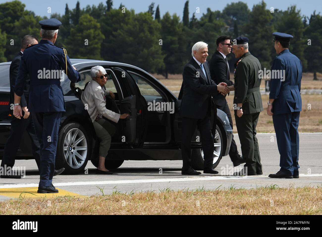 GREEK PRESIDENT PROKOPIS PAVLOPOULOS WITH MILITARY OFFICERS Stock Photo ...